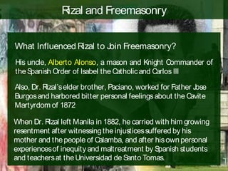 Jose Rizal, The Revolution and the Freemasonry | PDF