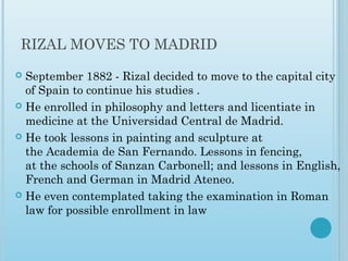Rizal in Spain | PPT
