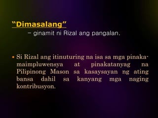 Si Rizal at ang Masonerya by Lorraine Anoran | PPT