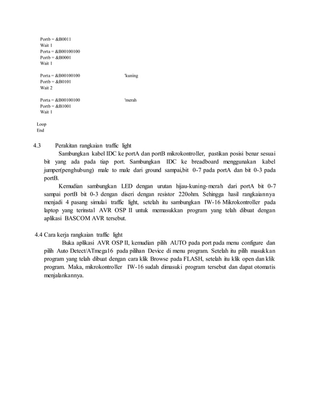 Simulasi Traffic Light pada Perempatan dengan Sistem IW-16 Mikrokontroller | PDF