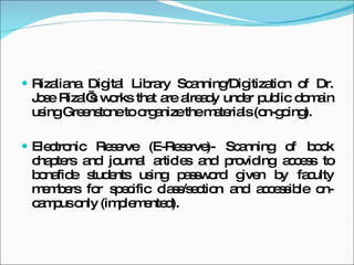 Digital Library Initiatives in Philippine Academic Libraries: the Rizal ...