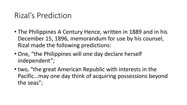 Rizals-Prediction.pptx Rizal Jose protacio | PPTX