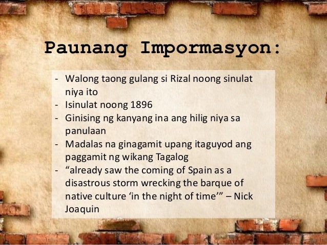 Ang Aking Mga Kababata By Jose Rizal Sa Aking Mga Kab