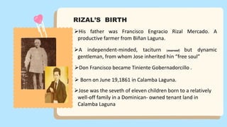 Rizals Birth Childhood Experience.pptx | Celebrity Families | Pop Culture