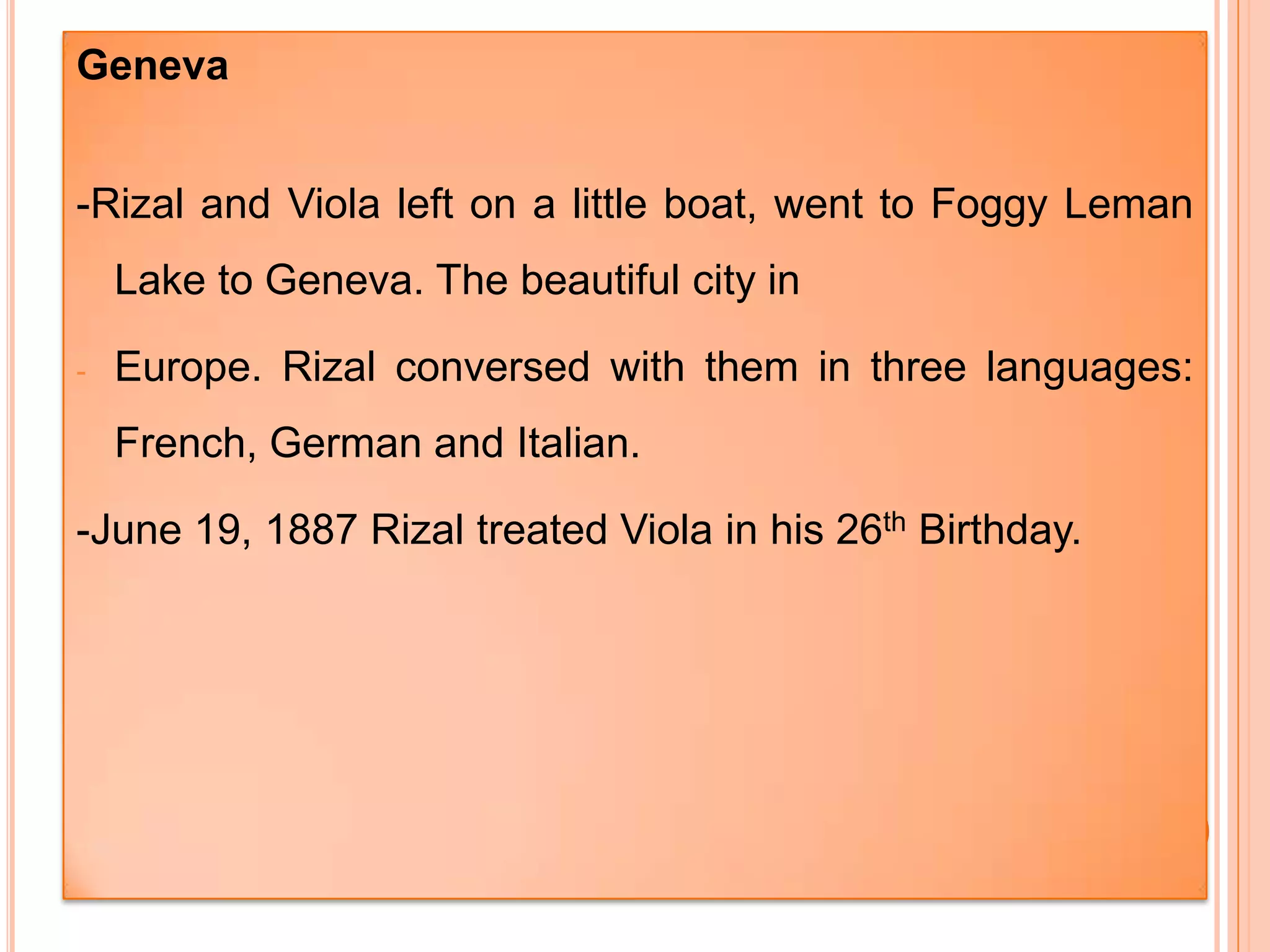 Rizal’s grand tour of Europe with viola 1888 | PPTX