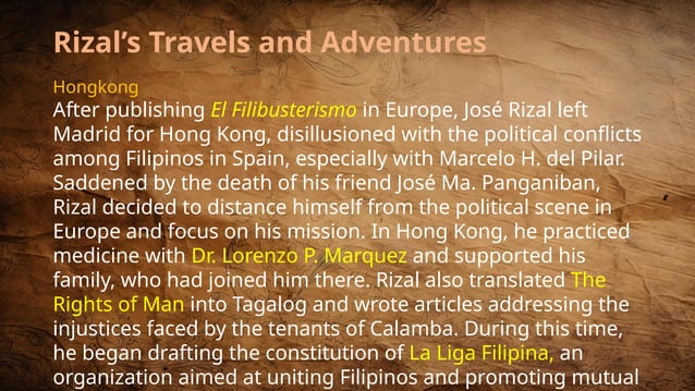 JOSE P. RIZAL’S LIFE ABROAD POWER POINT PRESENTATION | PPT