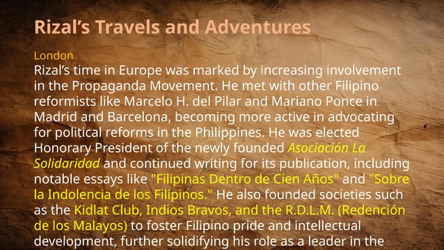RIZAL’S LIFE ABROAD POWERPOINT PRESENTATTION | PPTX