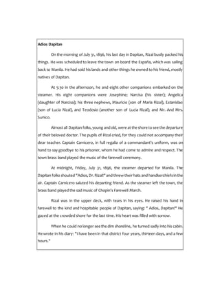 Rizal's Exile dapitan | DOCX