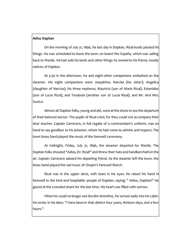 Rizal's Exile dapitan | DOCX | Christianity | Religion & Spirituality