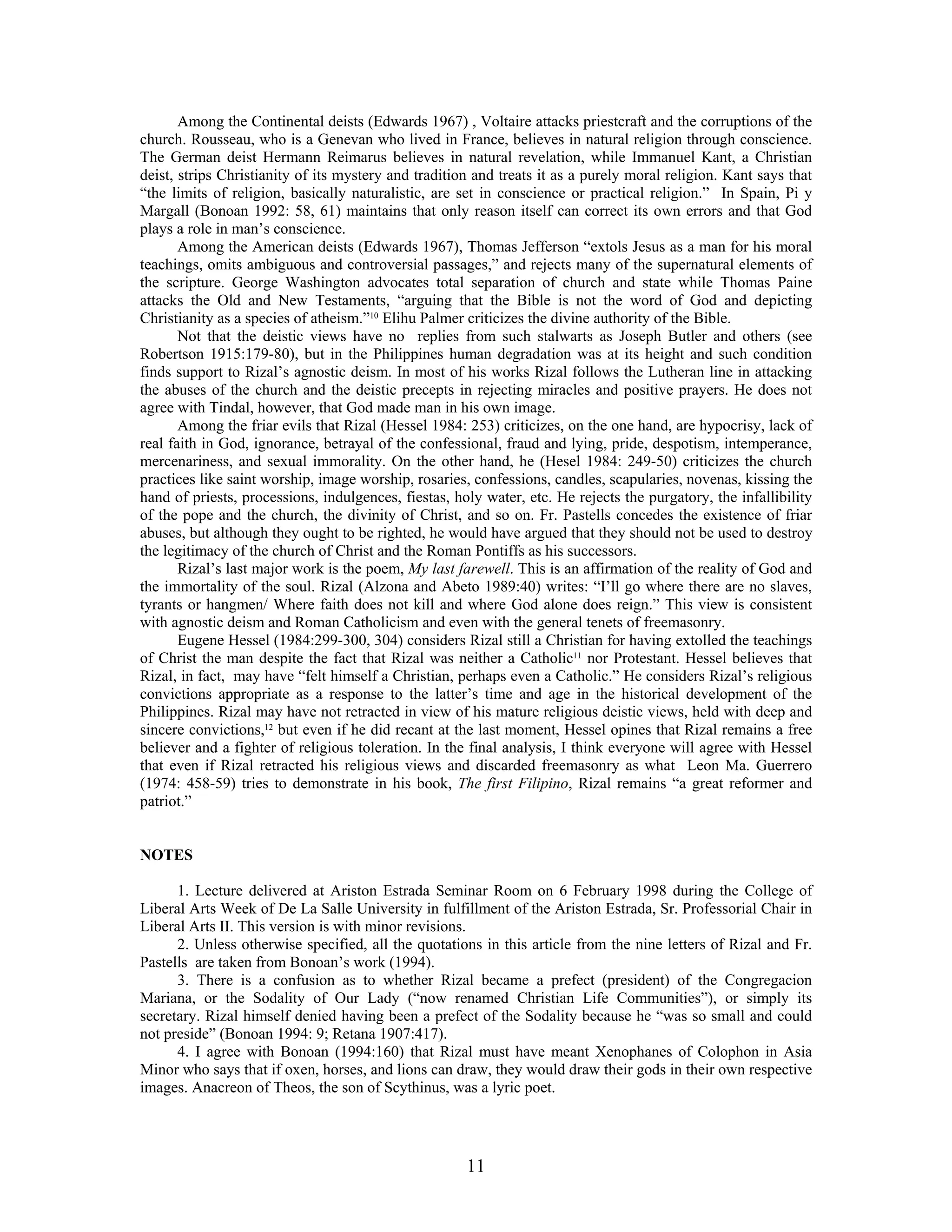 Rizal's religious philosophy (agnosticdeism) | PDF