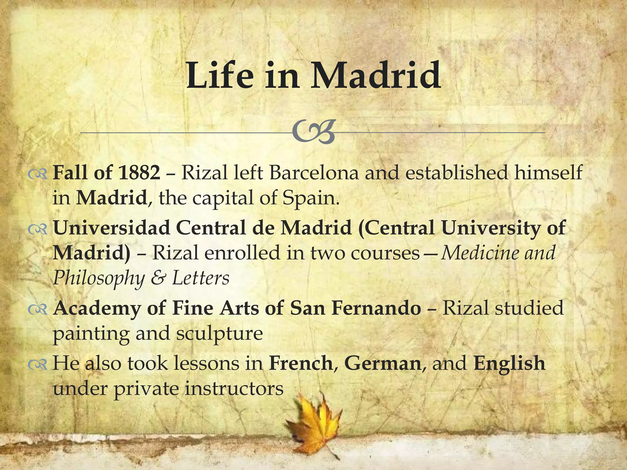 Rizal's Sojourn in Europe | PPTX