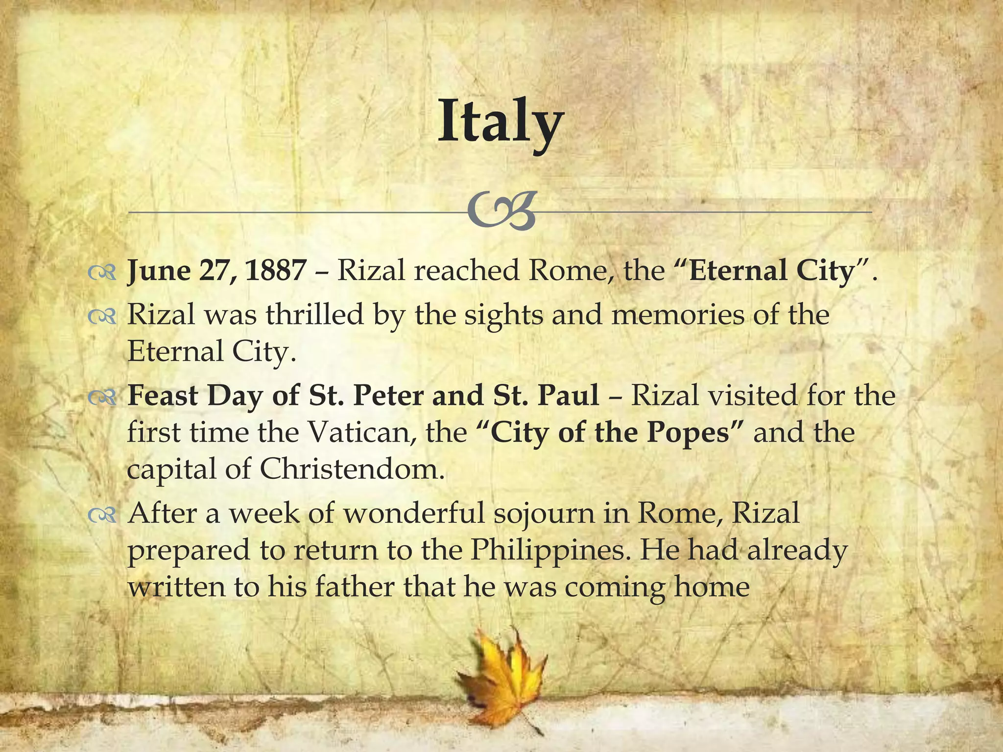 Rizal's Sojourn in Europe | PPTX