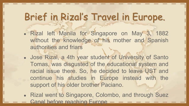 Rizal’s Travel in Europe.pptx | Europe Travel | Travel Locations