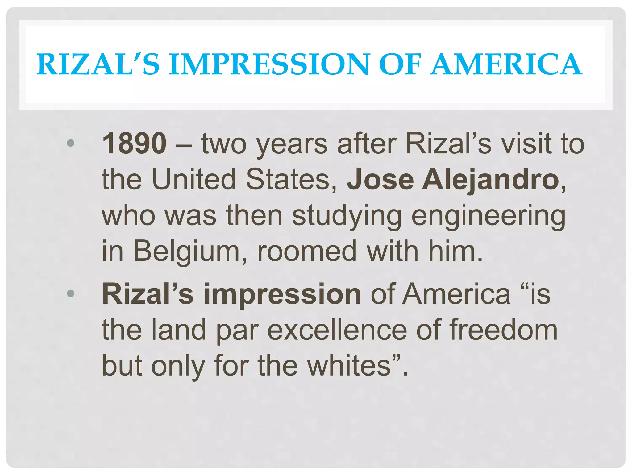 Rizal’s visit to united states 1888 | PPTX