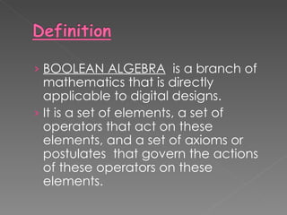 boolean algebra | PPT | Programming Languages | Computing