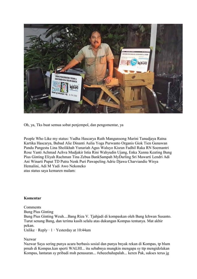 Riza v. tjahjadi kenang walhi, hut 35 tahun | PDF