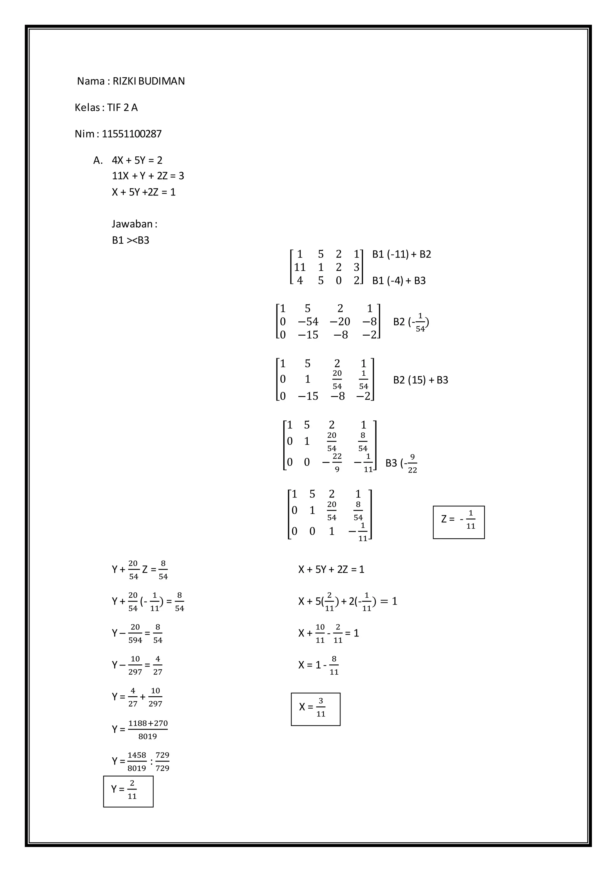 Eliminasi Gauss | DOCX | Physics | Science