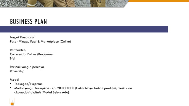 Konsep business plan penjualan celana cino | PPT