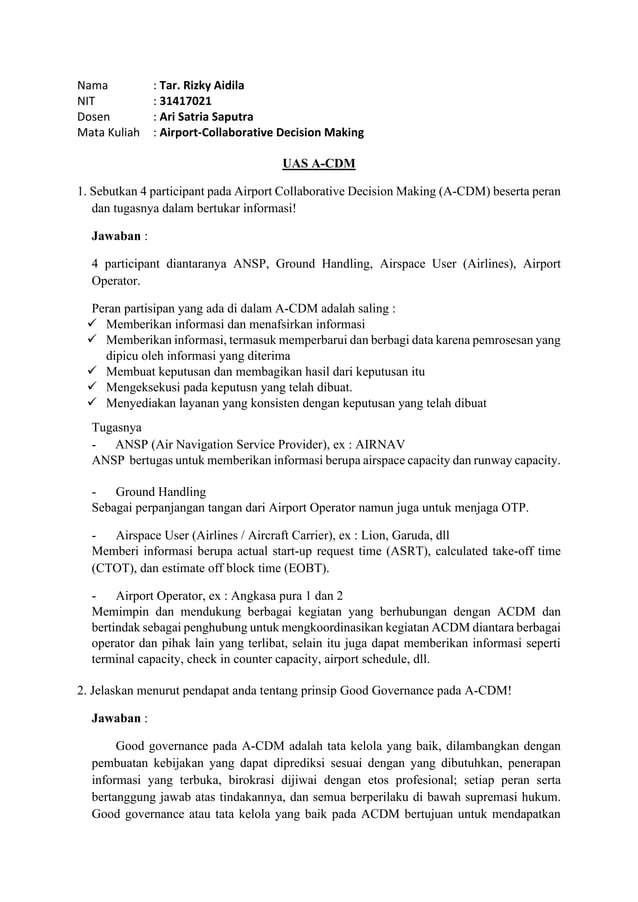 Airport-collaborative decision making | PDF