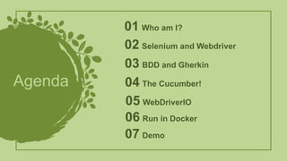 BDD with CucumberJS and WebdriverIO | PPT