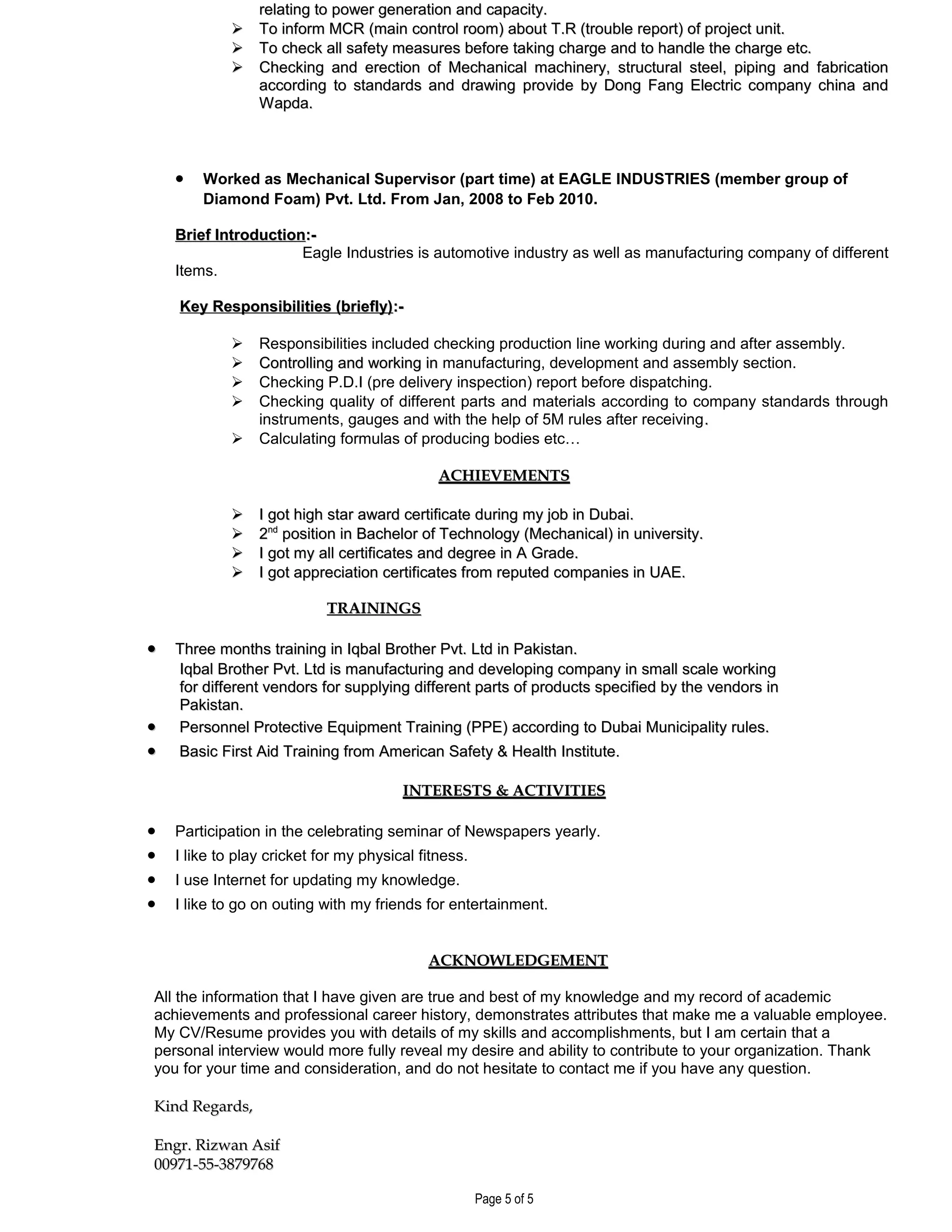 Engr Rizwan asif cv | DOC