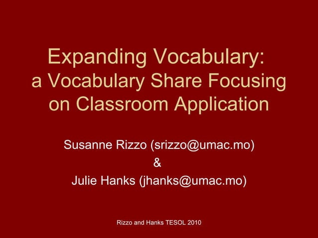 Expanding Vocabulary Activities: A Vocab Share Focusing on Classroom ...