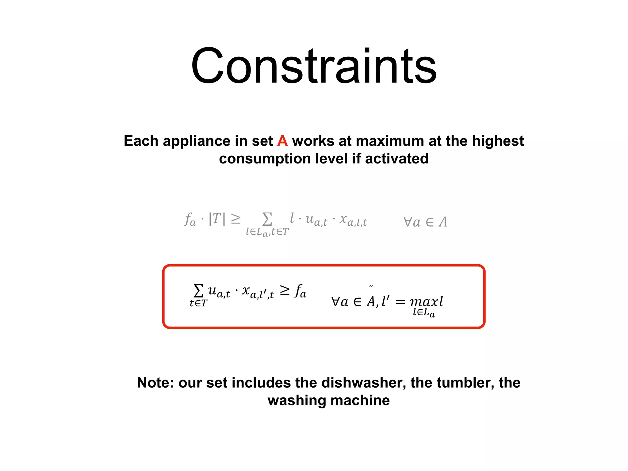 An Optimisation Based Energy Disaggregation Algorithm For Low Frequency