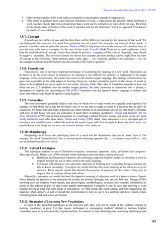 Investigating Teaching/Learning Vocabulary Techniques and Strategies | PDF