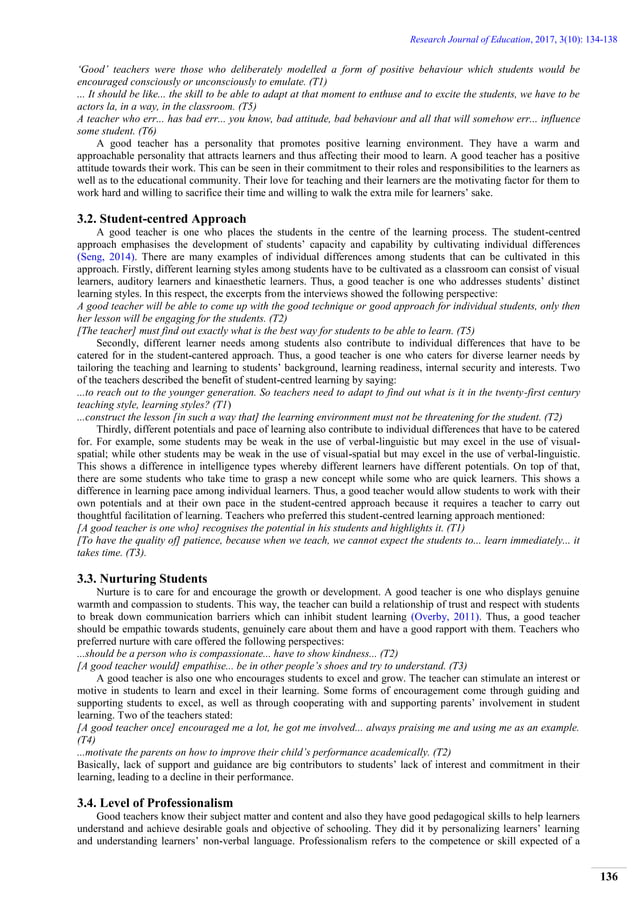 A Qualitative Study of Excellent Teacher,s Beliefs of Good Teacher | PDF