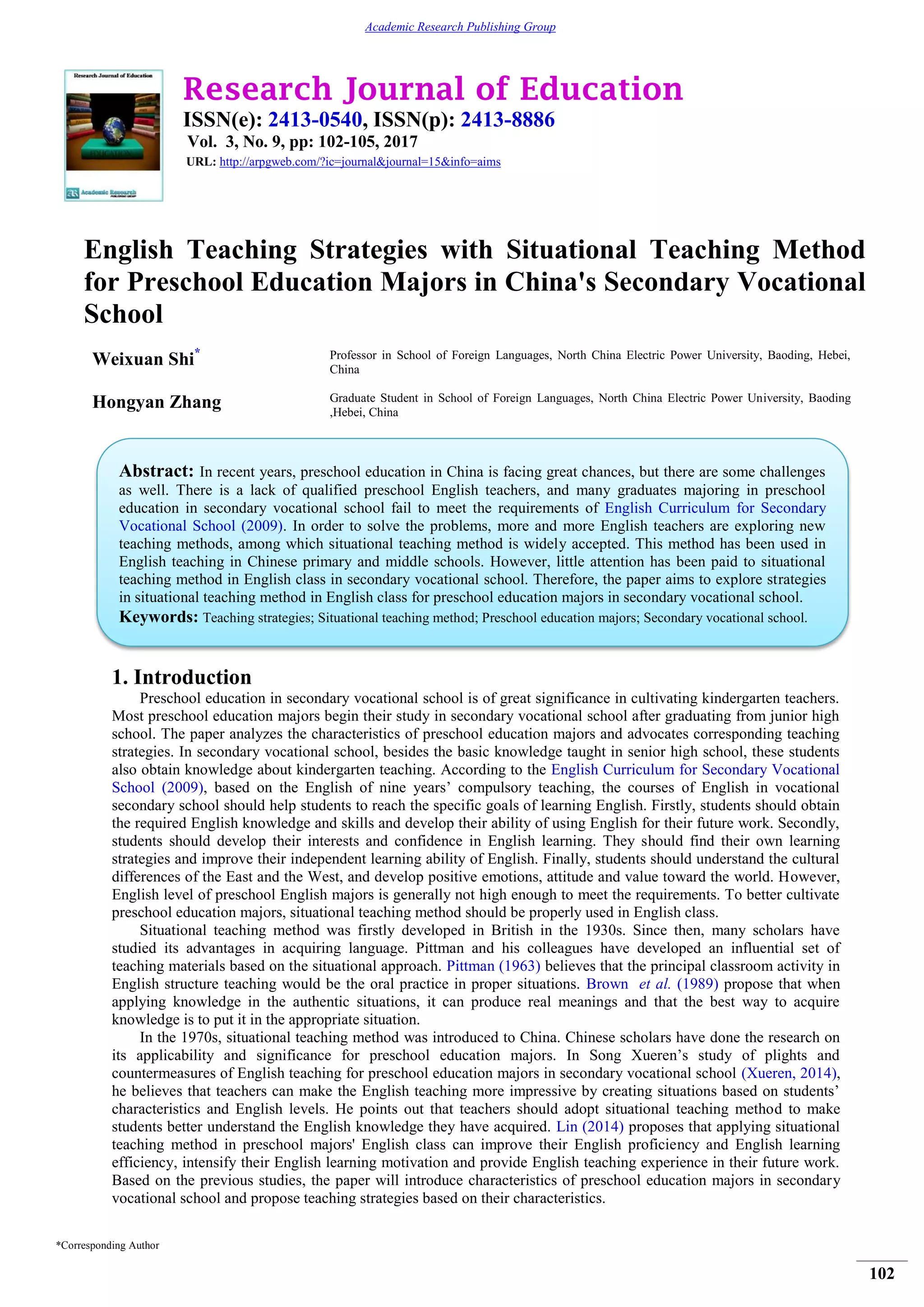 English Teaching Strategies with Situational Teaching Method for ...