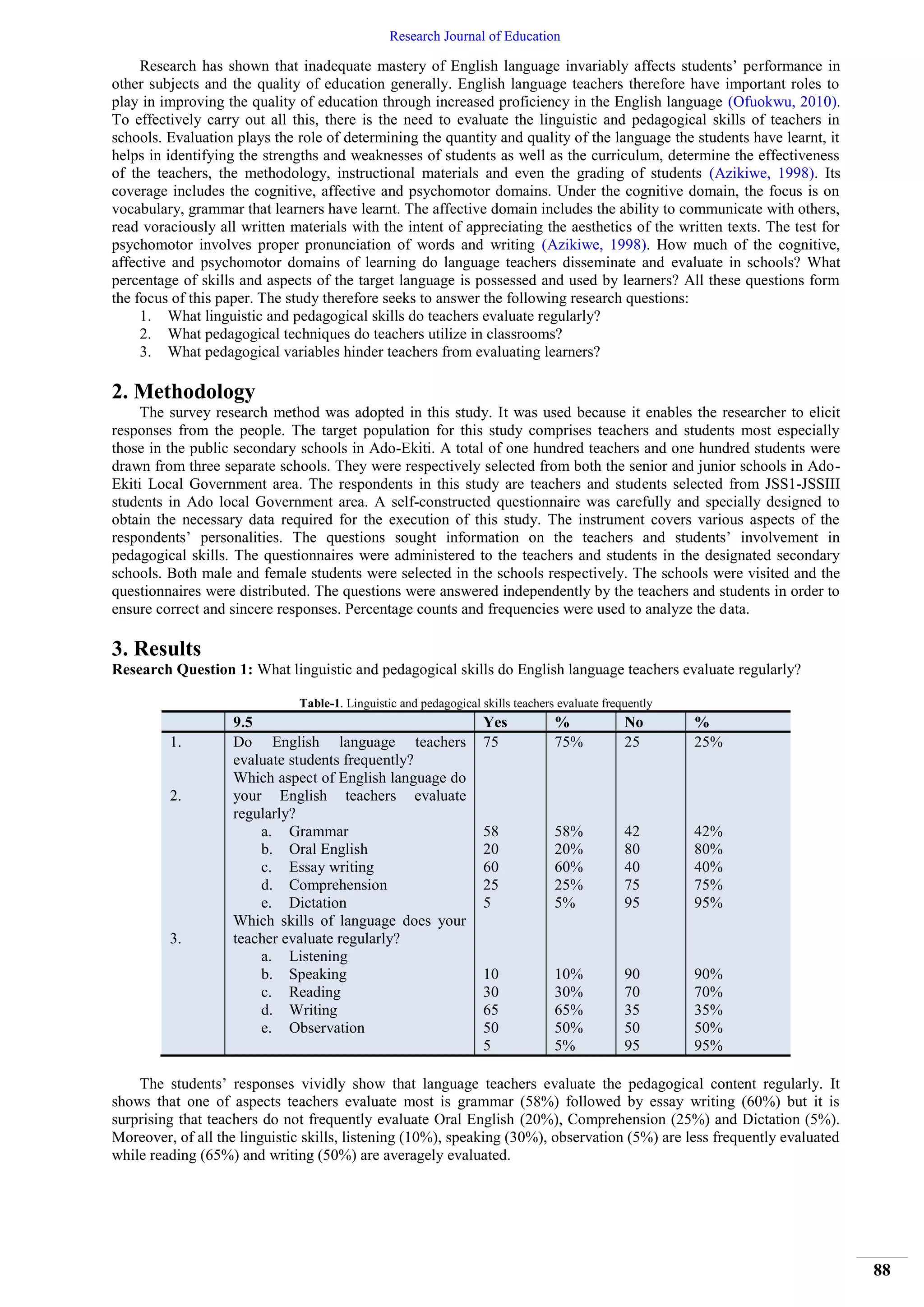 Evaluating the Linguistic and Pedagogical Skills of English Language ...