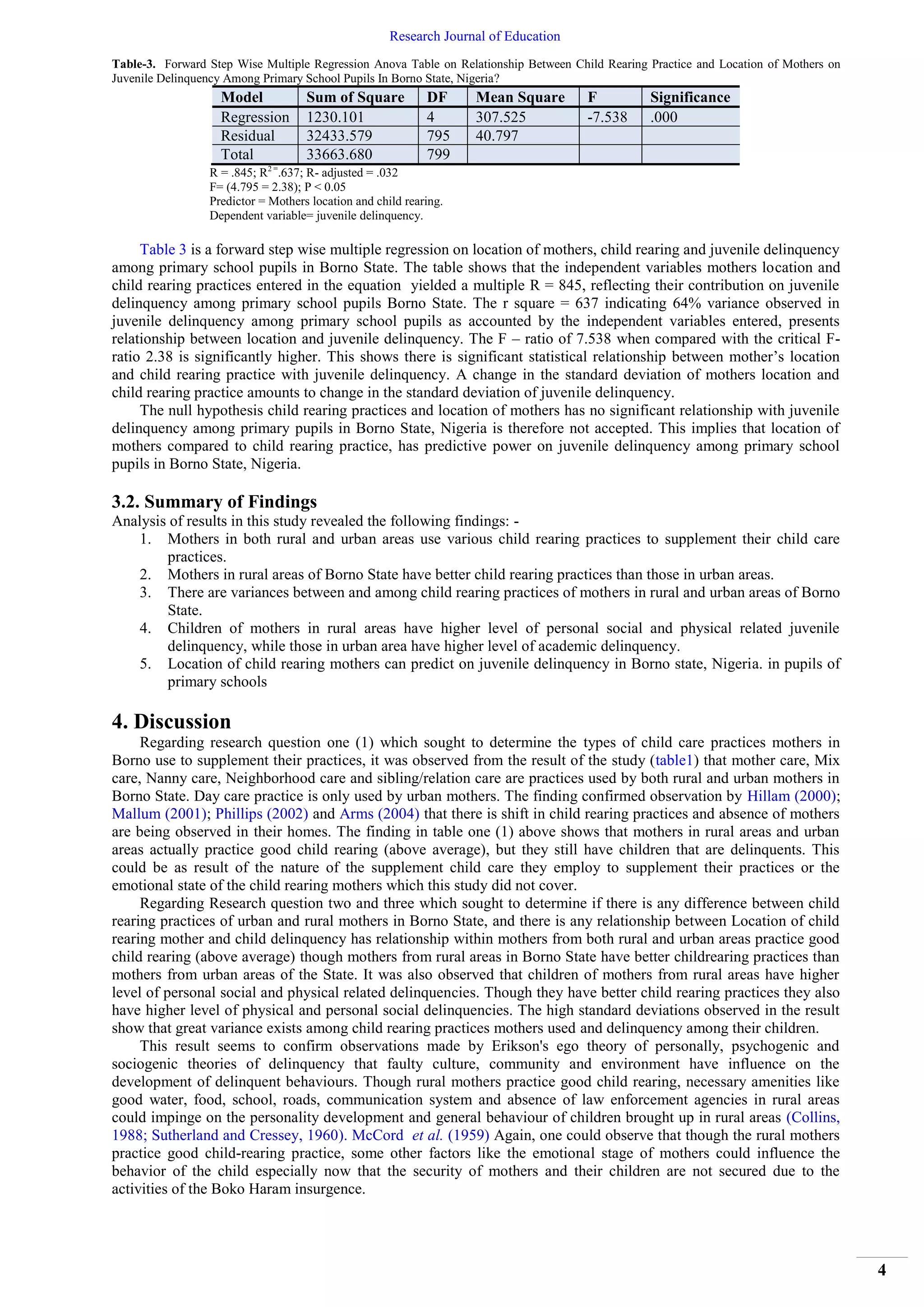 Open Access Location of Mothers and Child Rearing Practices as a ...