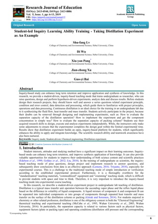 Student-led Inquiry Learning Ability Training - Taking Distillation ...