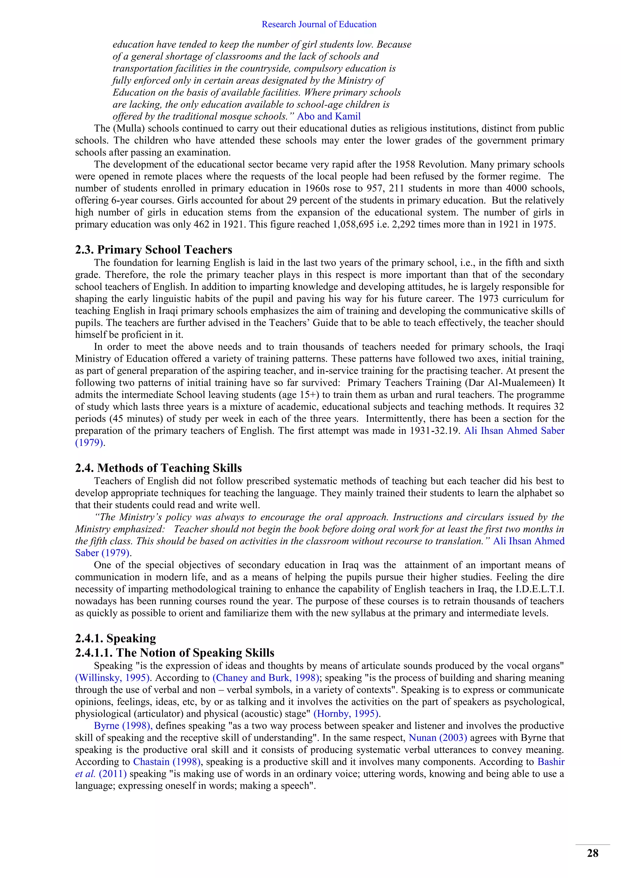 Investigating Some Effective Strategies for Teaching Iraqi EFL Primary Students | PDF