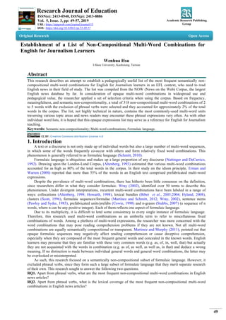 Establishment of a List of Non-Compositional Multi-Word Combinations for English for Journalism ...
