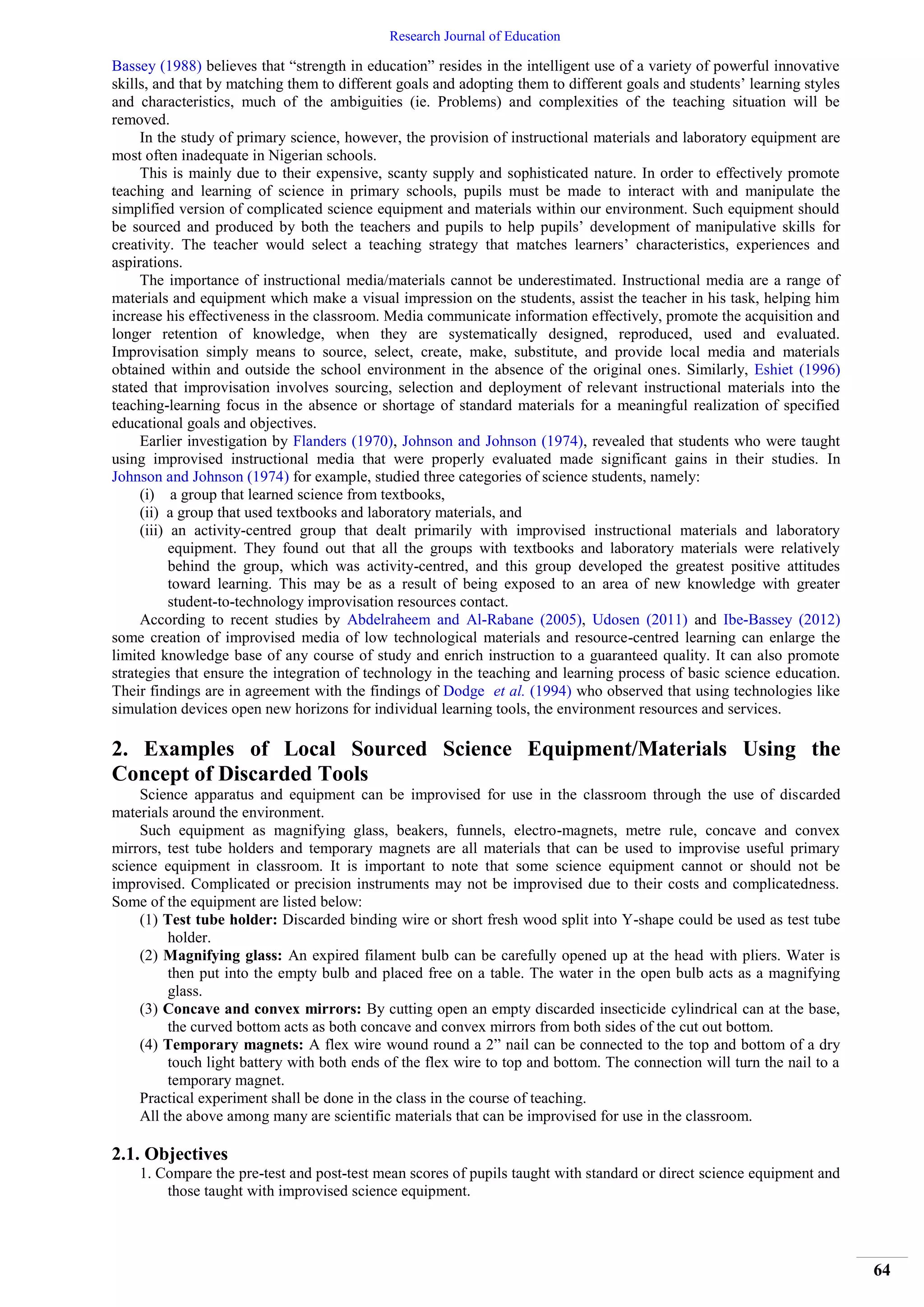 Improvisation of Teacher-Made Instructional Media and Students ...