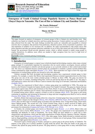 Emergence of Youth Criminal Groups Popularly Known as Panya Road and ...