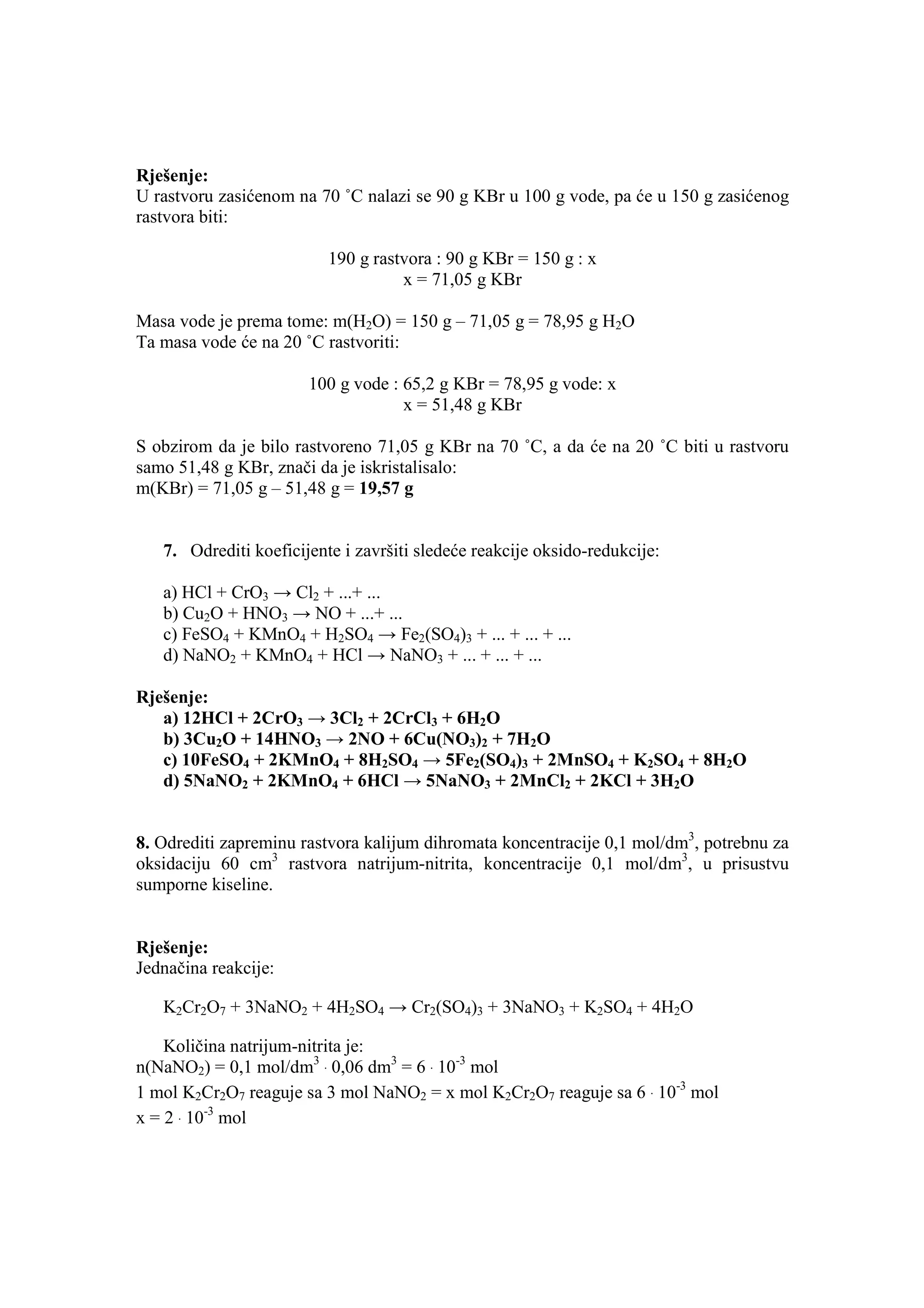 Rjesenja hemija ii razred | PDF