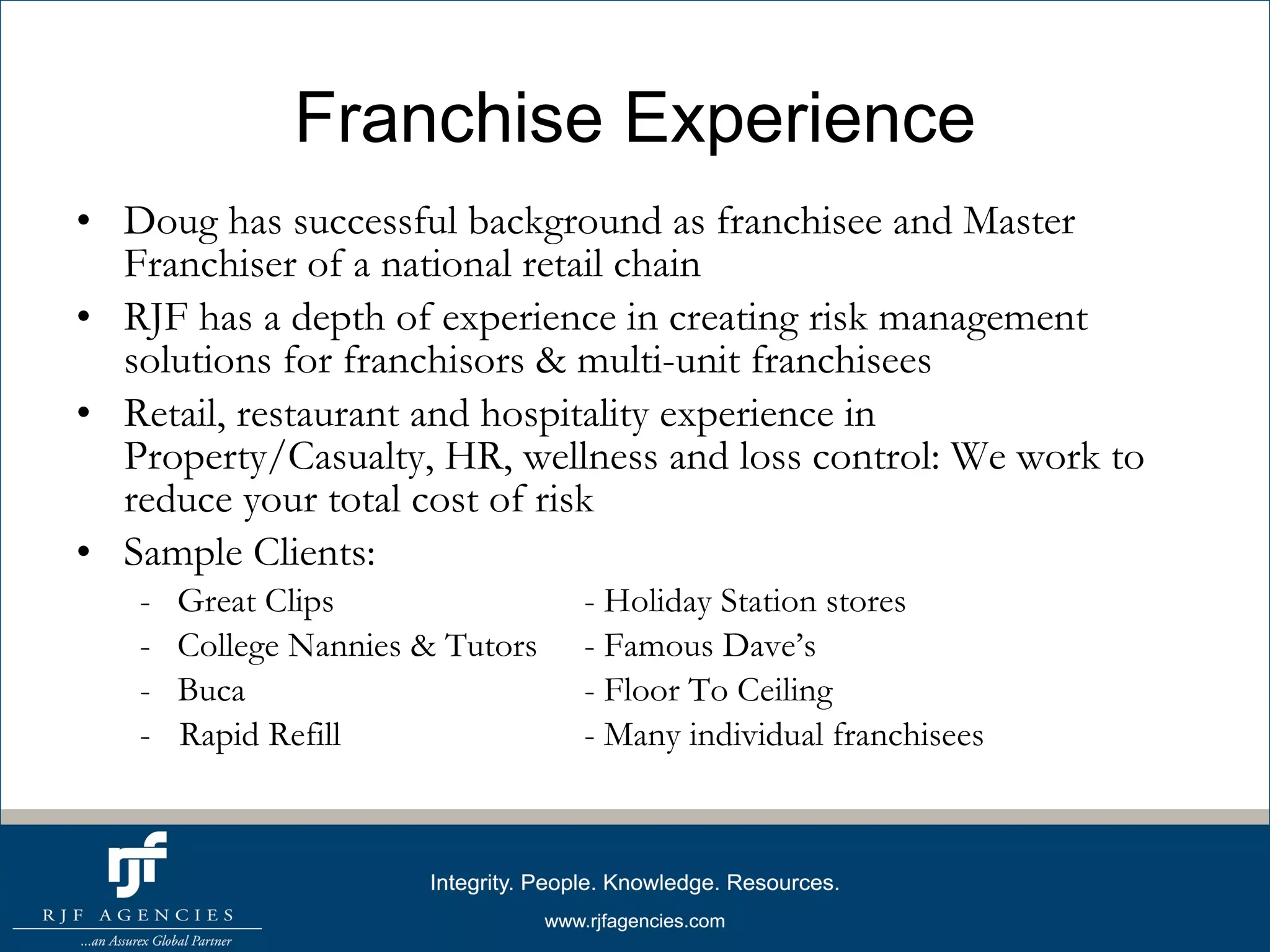 RJF Franchise Risk Management Overview | PPT