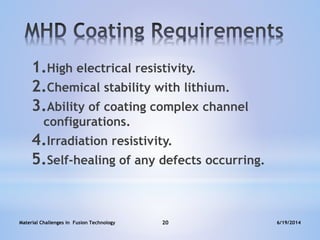 Material Challenges in Fusion Technology | PPTX