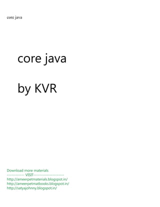 Advance java kvr -satya | PDF