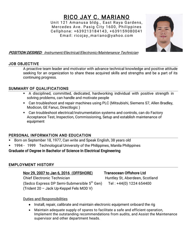 Rjm resume updated(technician) | PDF | IT and Internet Support | Internet