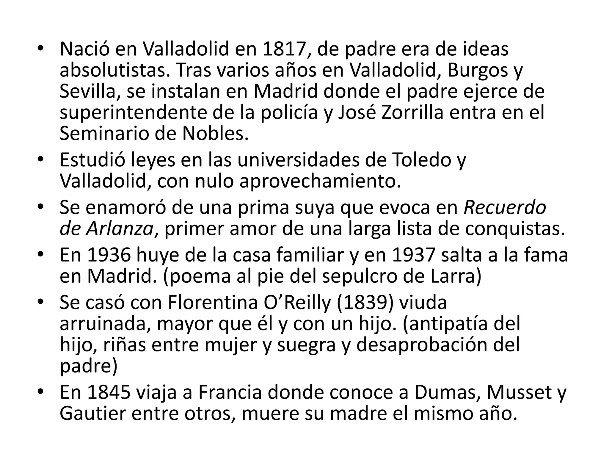Biografía de José Zorrilla | PPT