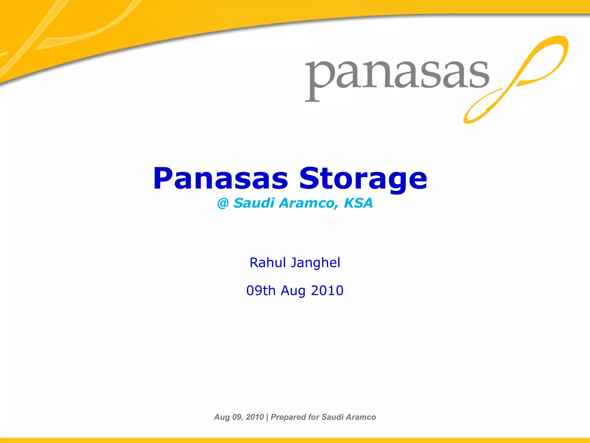 A presentaion on Panasas HPC NAS | PPT