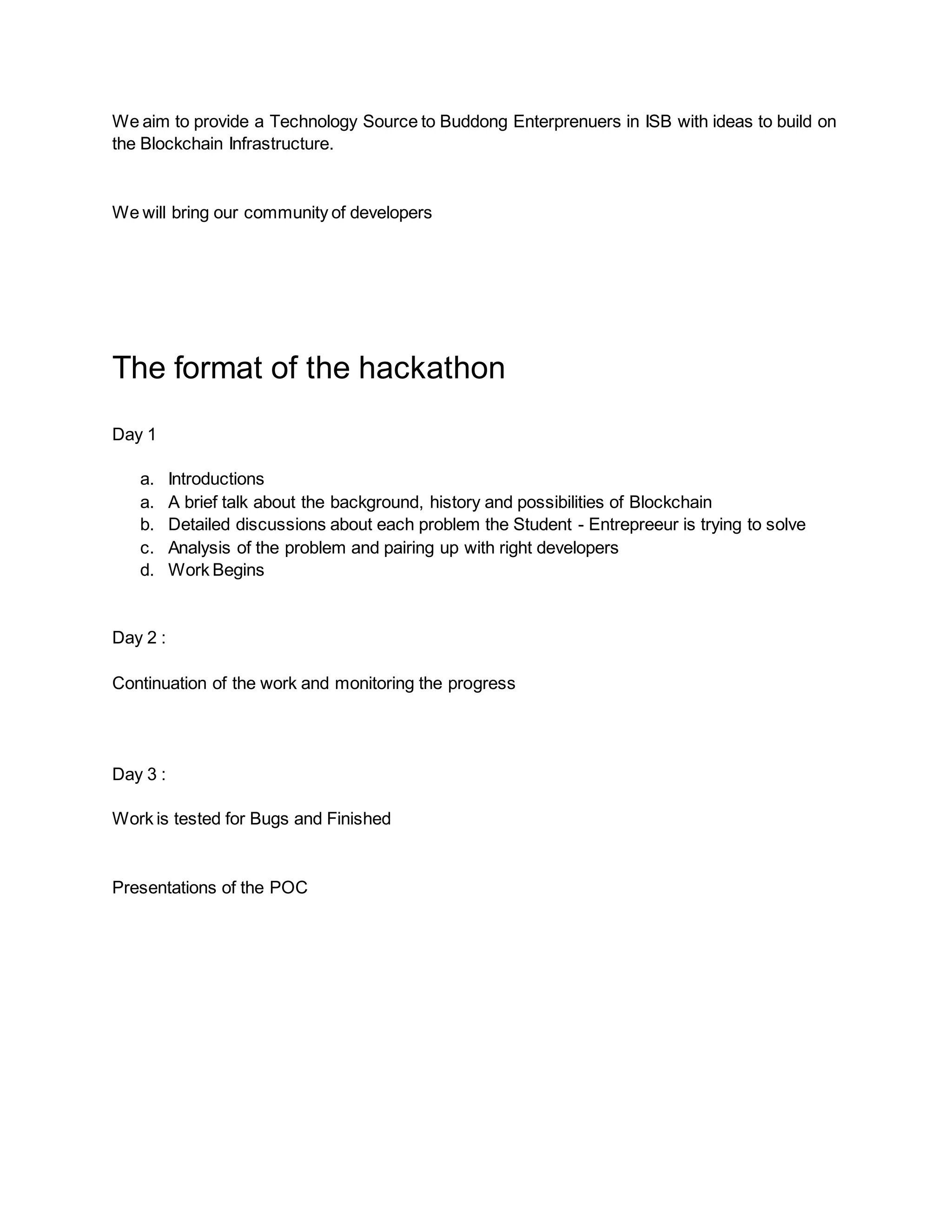 Proposal for hackathon event at isb mohali | DOCX