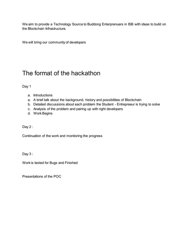 Proposal for hackathon event at isb mohali | DOCX