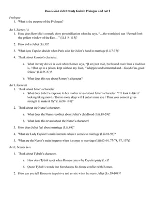R&j study guide prologue actv | DOC | Drama | Genres