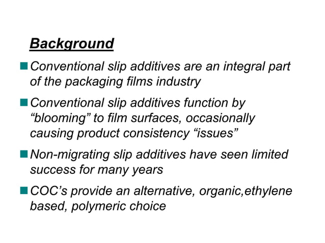 Non-Migrating Polymeric Slip Additive In LDPE Films | PDF