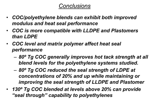 Heat Seal Characteristics of COC/PE Blends | PDF