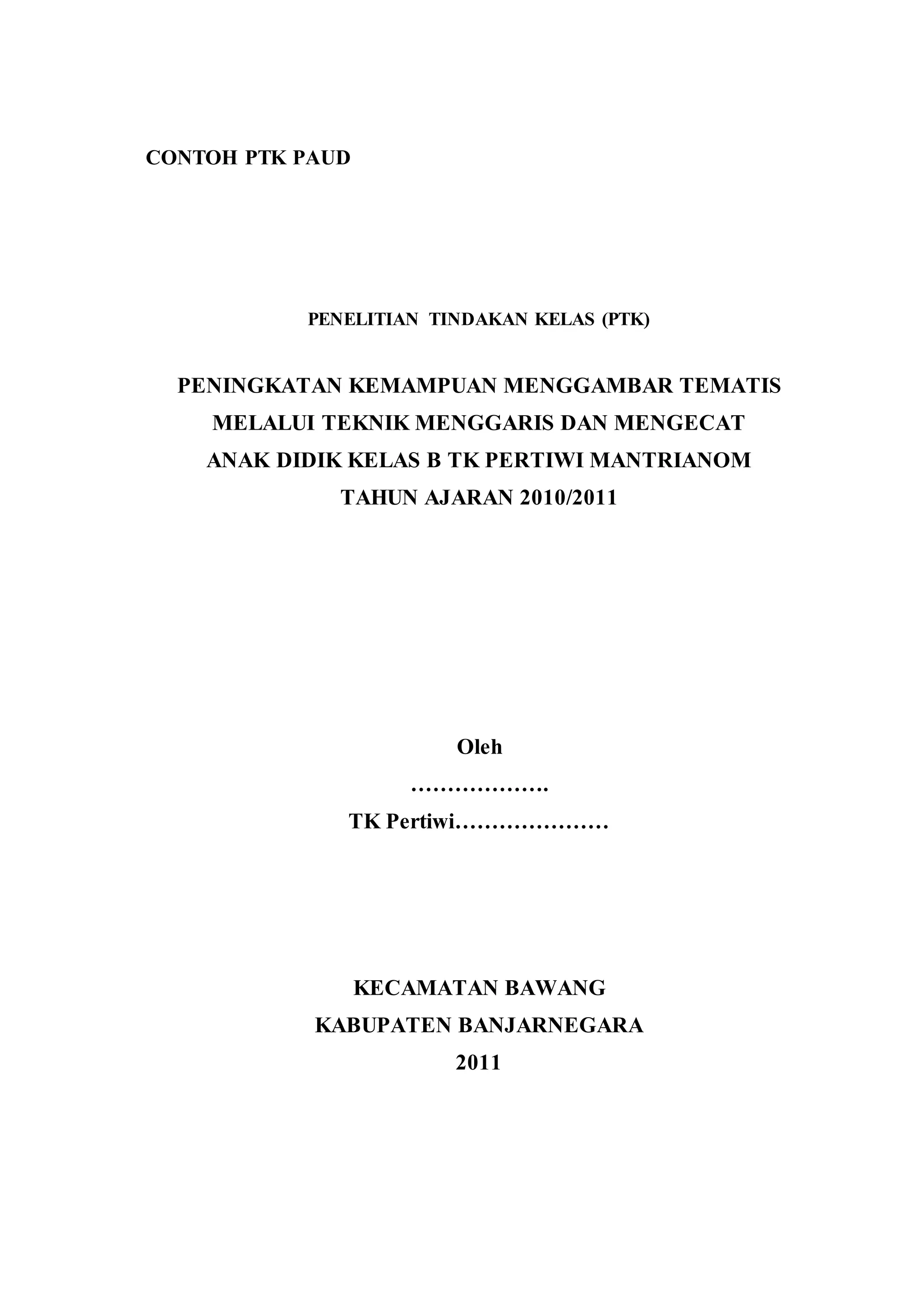 Contoh ptk paud | DOCX